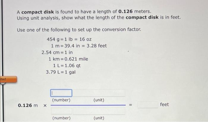 Solved A compact disk is found to have a length of 0.126 | Chegg.com