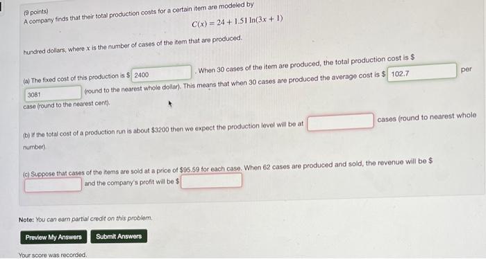 Solved (9 points) A company finds that their total | Chegg.com Solved (9 points) A company finds that their total | Chegg.com