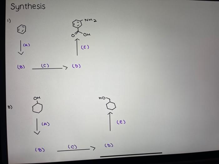 Solved complete the synthesis by giving each letter a | Chegg.com