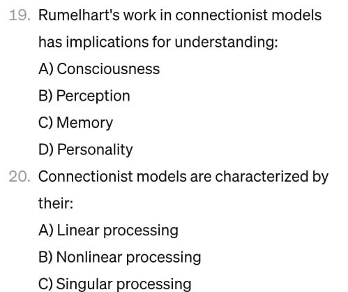Solved Rumelhart's work in connectionist models has | Chegg.com