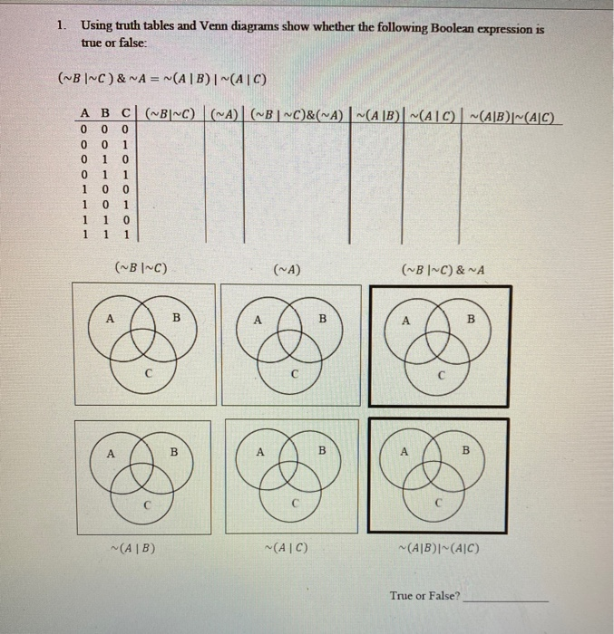 Solved 1. Using truth tables and Venn diagrams show whether | Chegg.com