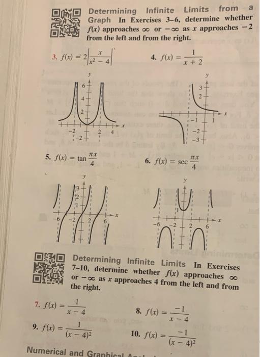 Solved a Determining Infinite Limits from Graph In Exercises | Chegg.com