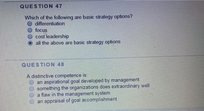 Solved QUESTION 47 Which of the following are basic strategy | Chegg.com