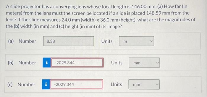 A slide projector has a converging lens whose focal | Chegg.com