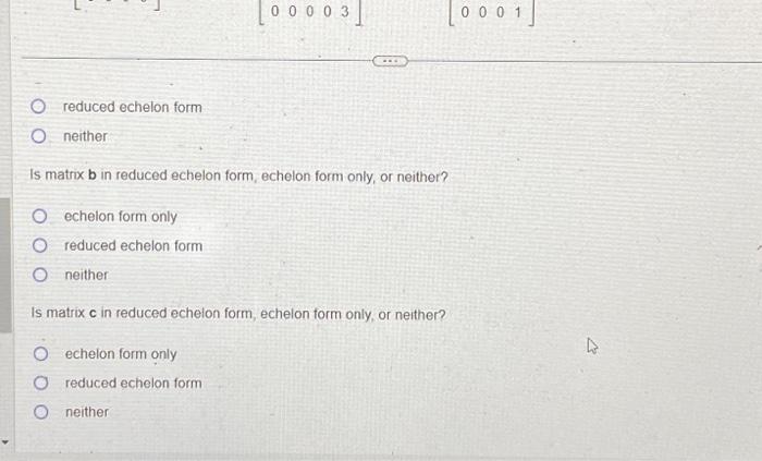 Determine which matrices are in reduced echelon form | Chegg.com