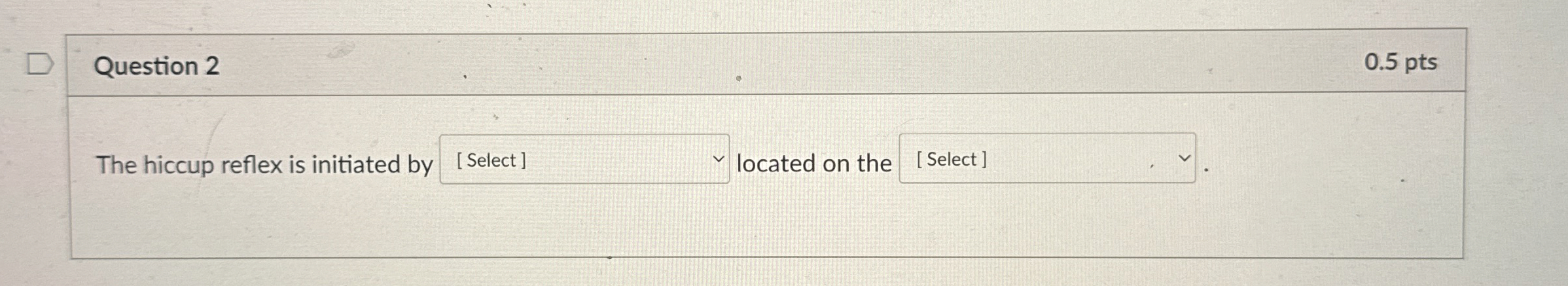 Solved Question 2The hiccup reflex is initiated bylocated on | Chegg.com