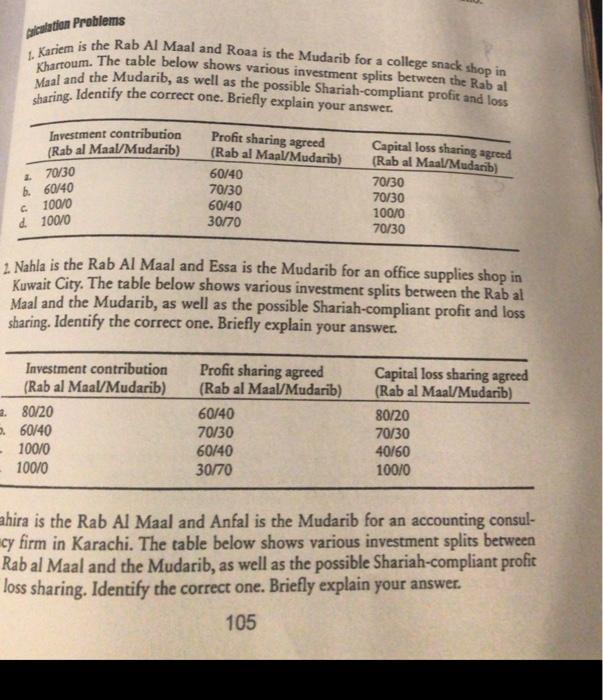 Kharoum is the Rab Al Maal and Roaa is the Mudarib | Chegg.com