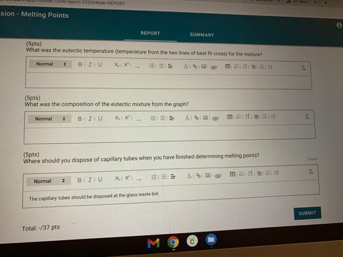 Solved REPORT SUMMARY cone Table 3. Melting pont analysis | Chegg.com