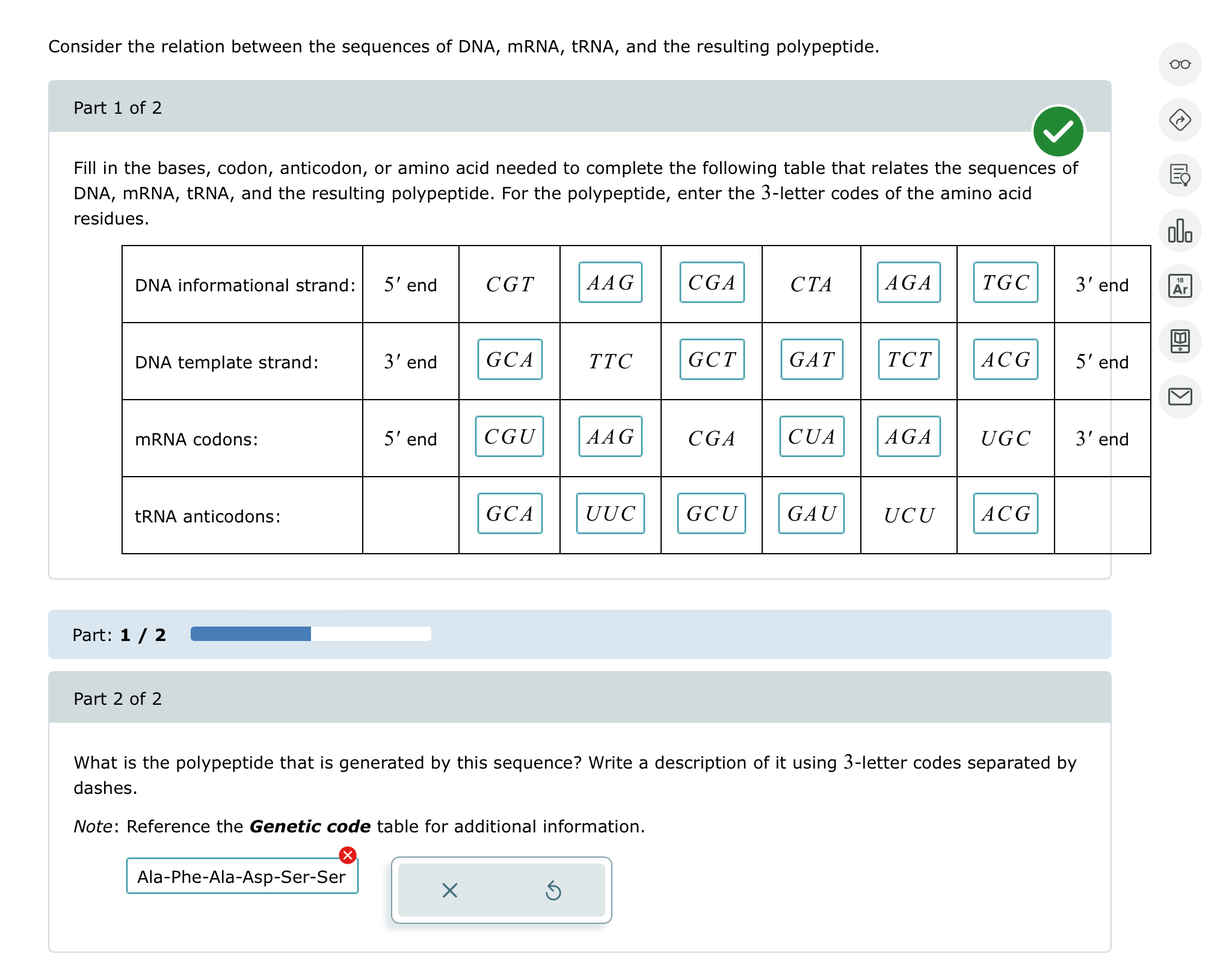 Solved Consider the relation between the sequences of DNA, | Chegg.com