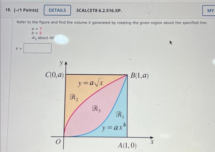 Solved Refer to the figure and find the volume V generated | Chegg.com
