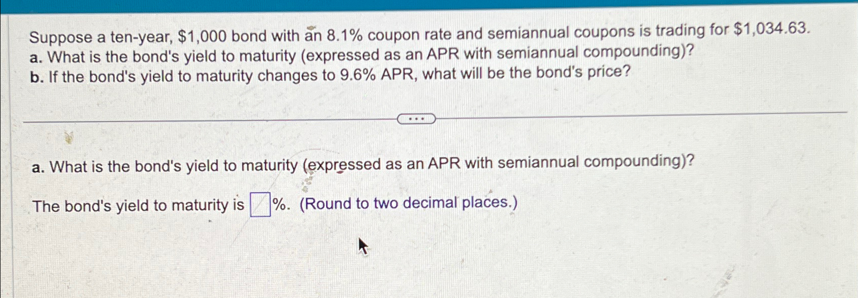 Solved Suppose a ten-year, $1,000 ﻿bond with an 8.1% ﻿coupon | Chegg.com