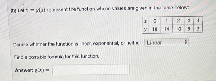 Solved (b) Let y=g(x) represent the function whose values | Chegg.com