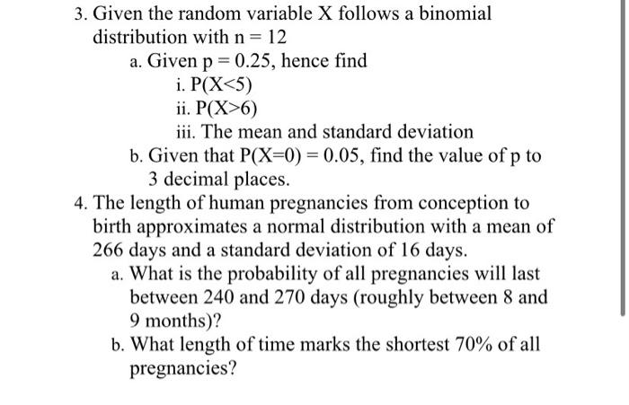 Solved 3. Given the random variable X follows a binomial | Chegg.com