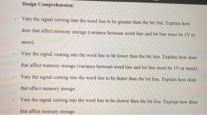 Design Comprehension: Vary the signal coming into the | Chegg.com