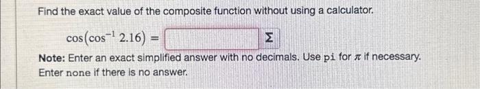 Solved Find the exact value of the composite function | Chegg.com