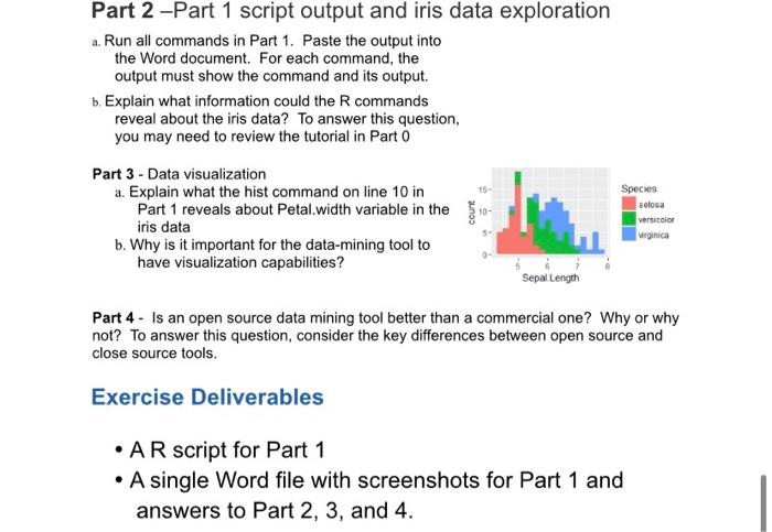 Solved petal sepal Exercise 1 - Getting Started with R and | Chegg.com
