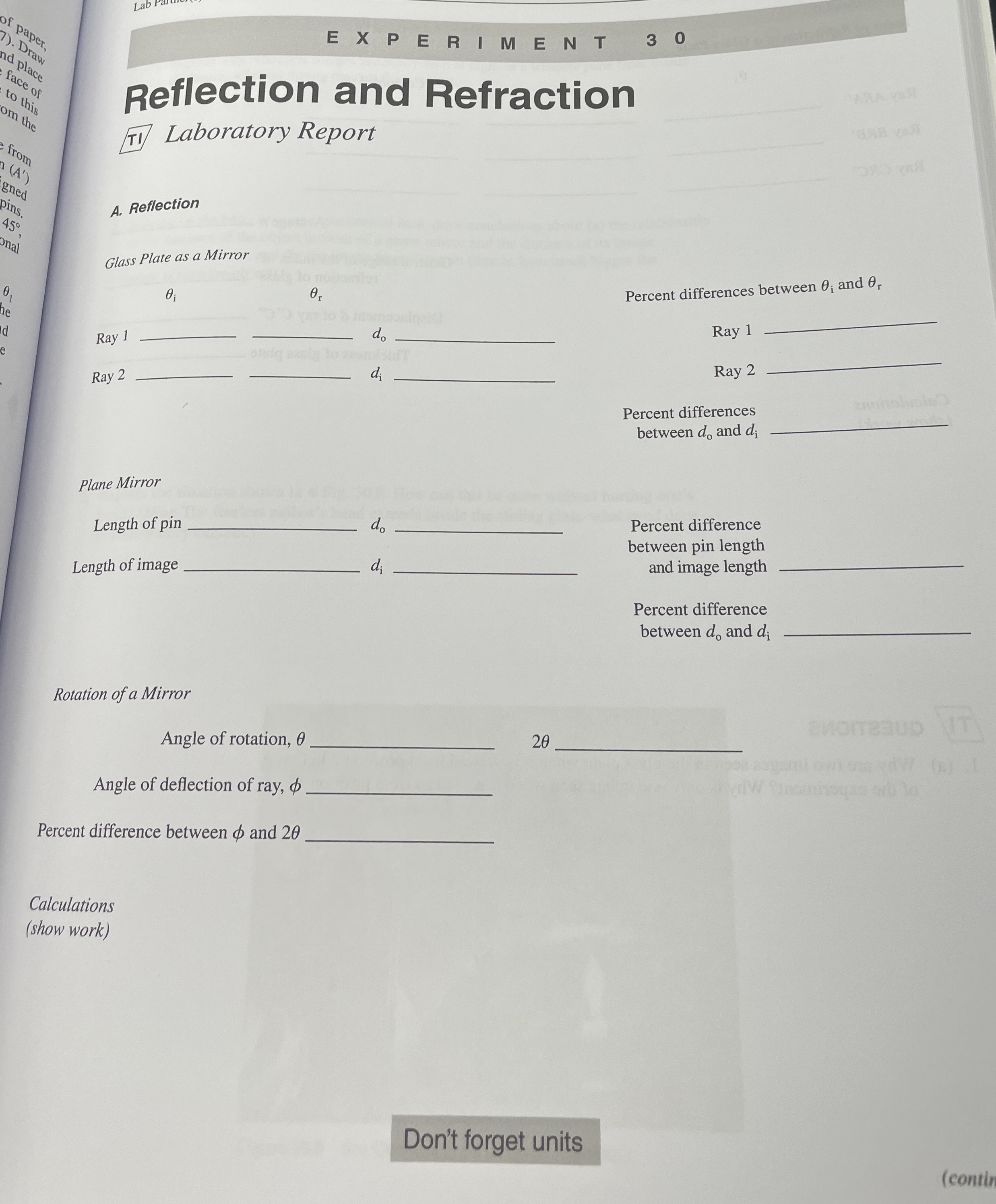 Solved Reflection and Refraction(11) ﻿Laboratory ReportA. | Chegg.com