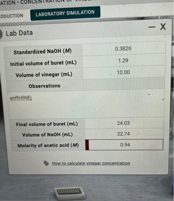 Solved How to calculate vinegar concentration | Chegg.com