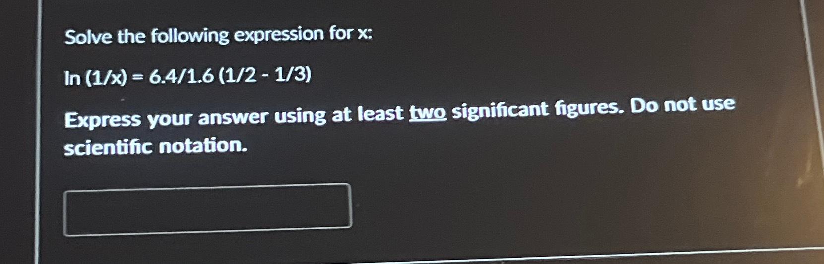 Solved Solve the following expression for x | Chegg.com