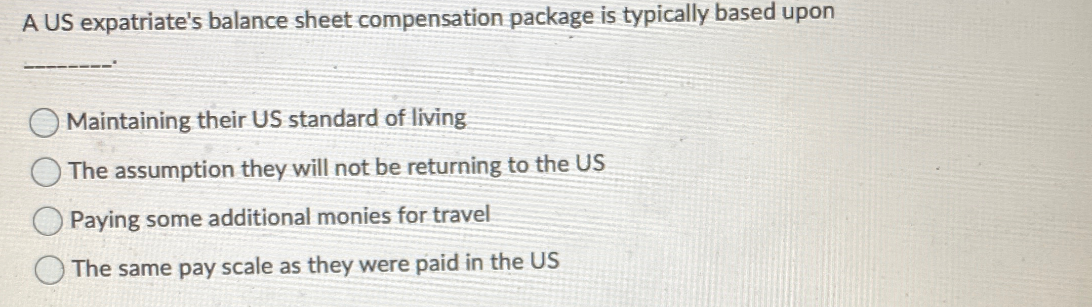 Solved A US expatriate's balance sheet compensation package | Chegg.com