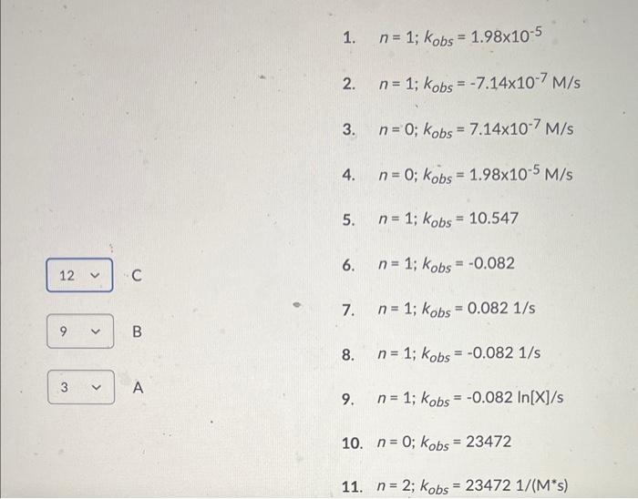 1/[X] vs t C 6.00E+051. n=1;kobs=1.98×10−5 2. | Chegg.com