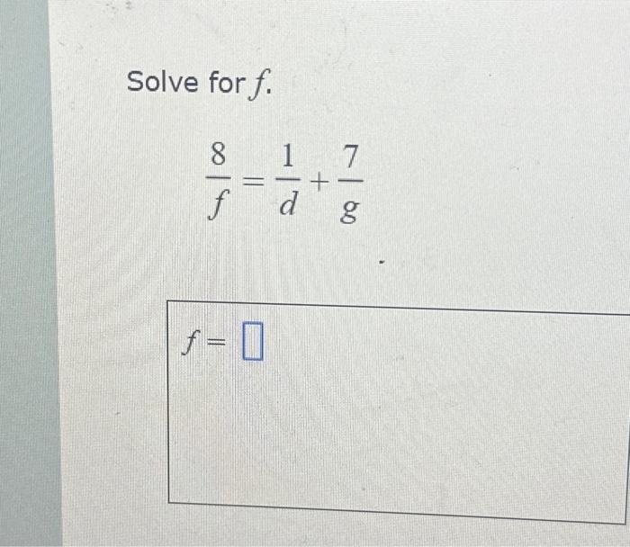 Solved Solve for f. 8 f Terintend f = 0 d + 100 | Chegg.com