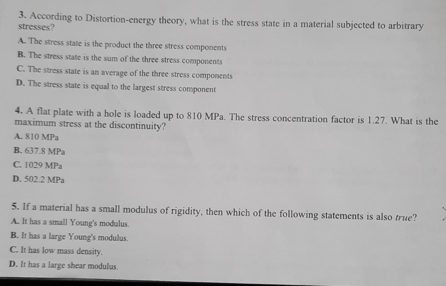 Solved 3. According to Distortion-energy theory, what is the | Chegg.com