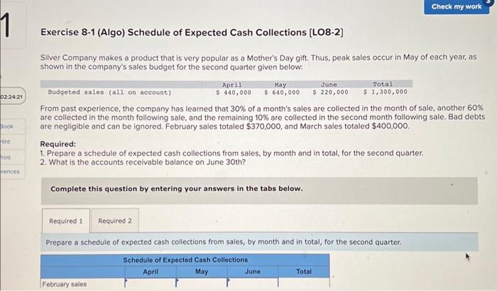 Solved Required: 1. Prepare a schedule of expected cash | Chegg.com