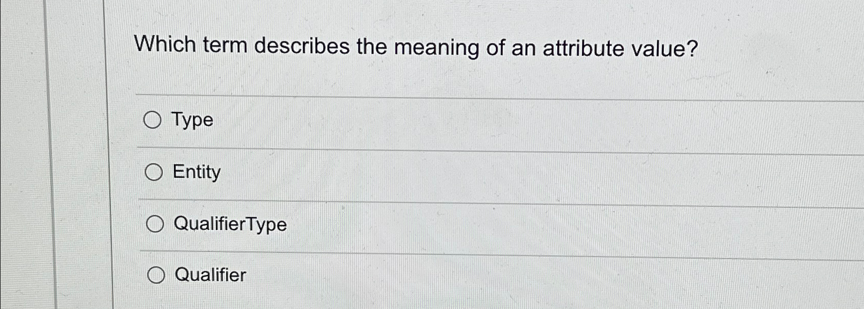 Solved Which term describes the meaning of an attribute | Chegg.com