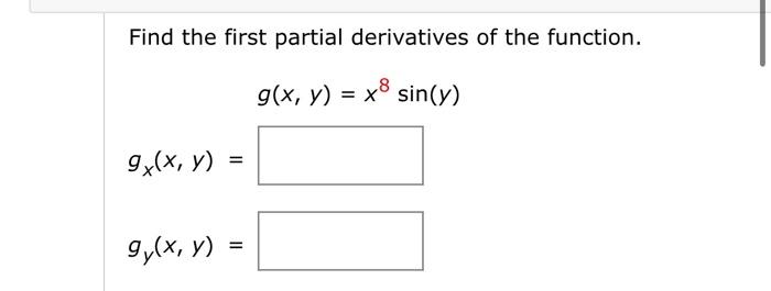 Solved Find the first partial derivatives of the function. | Chegg.com