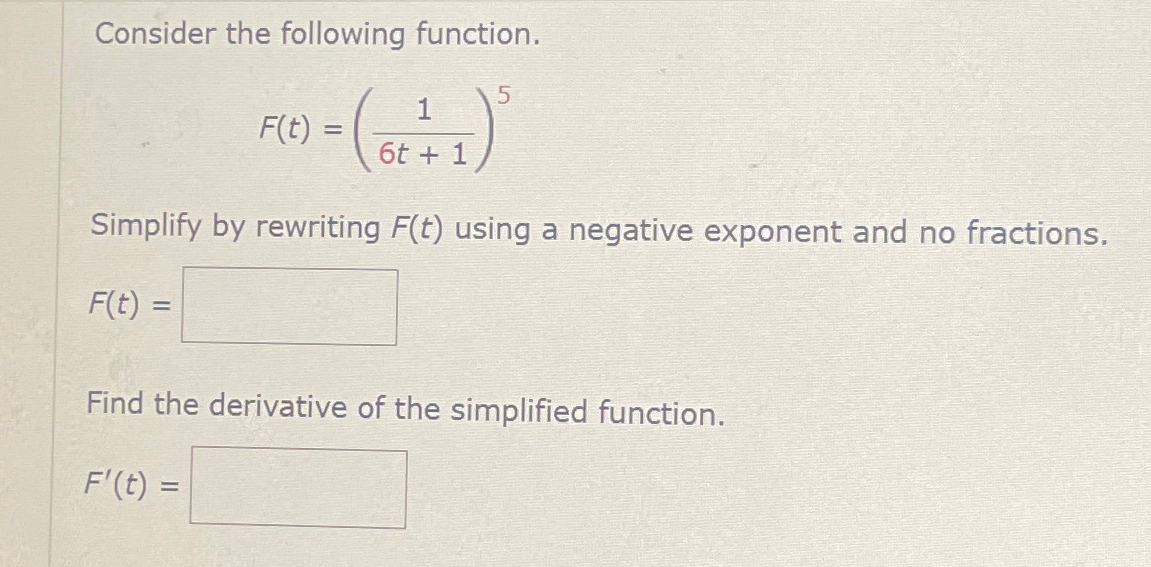 Solved Consider The Following Function F T 16t 1 5simplify