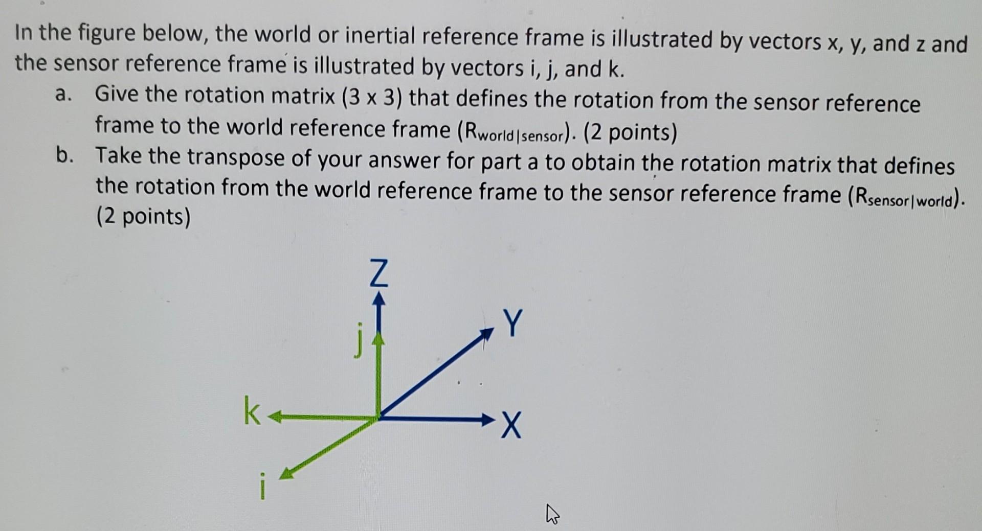 Solved In the figure below, the world or inertial reference | Chegg.com