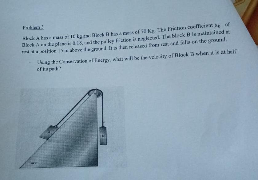 Solved Block A has a mass of 10 kg and Block B has a mass of | Chegg.com