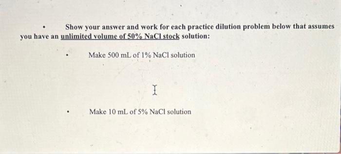 Solved Show your answer and work for each practice dilution | Chegg.com
