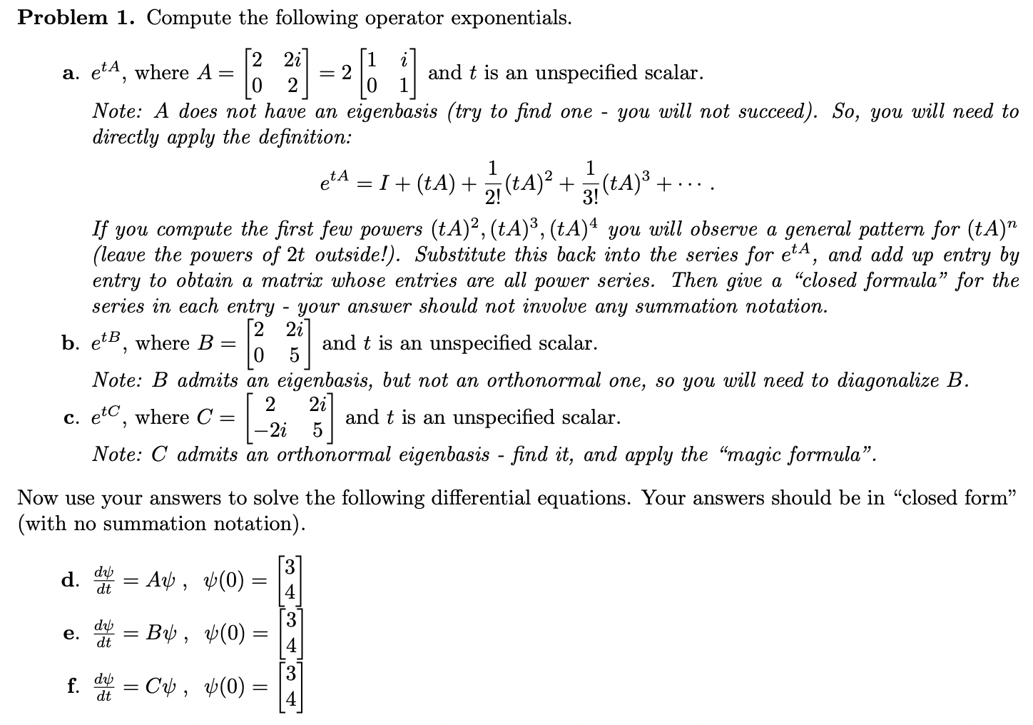 Solved Problem 1. ﻿Compute the following operator | Chegg.com