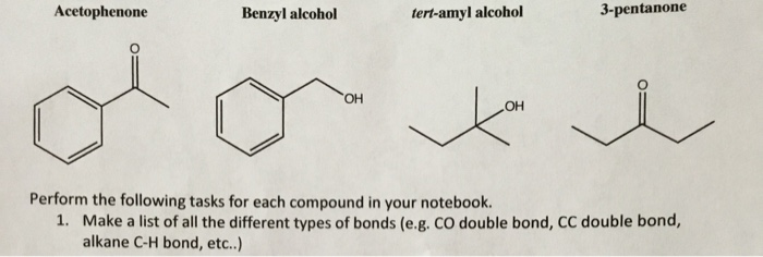 Solved Acetophenone Benzyl alcohol tert-amyl alcohol | Chegg.com