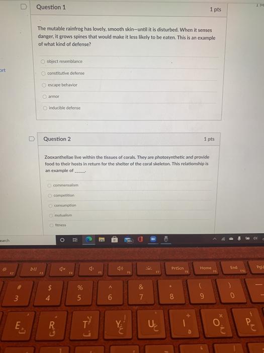 Solved I D Question 1 1 pts The mutable rainfrog has lovely, | Chegg.com