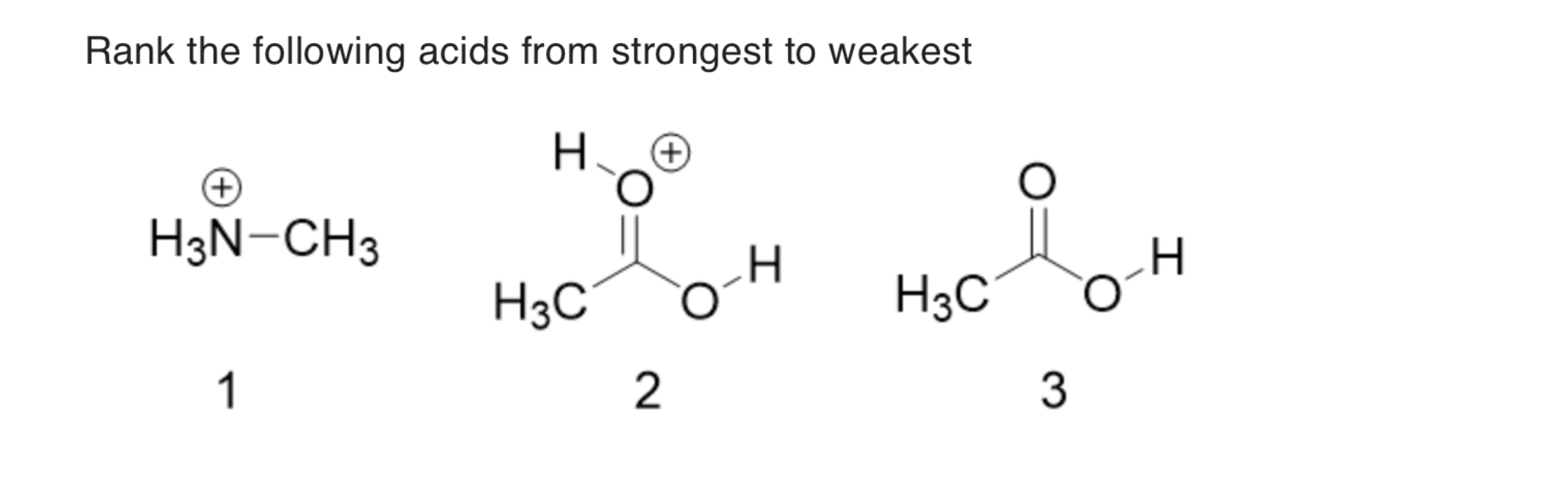 Solved Rank the following acids from strongest to weakest | Chegg.com