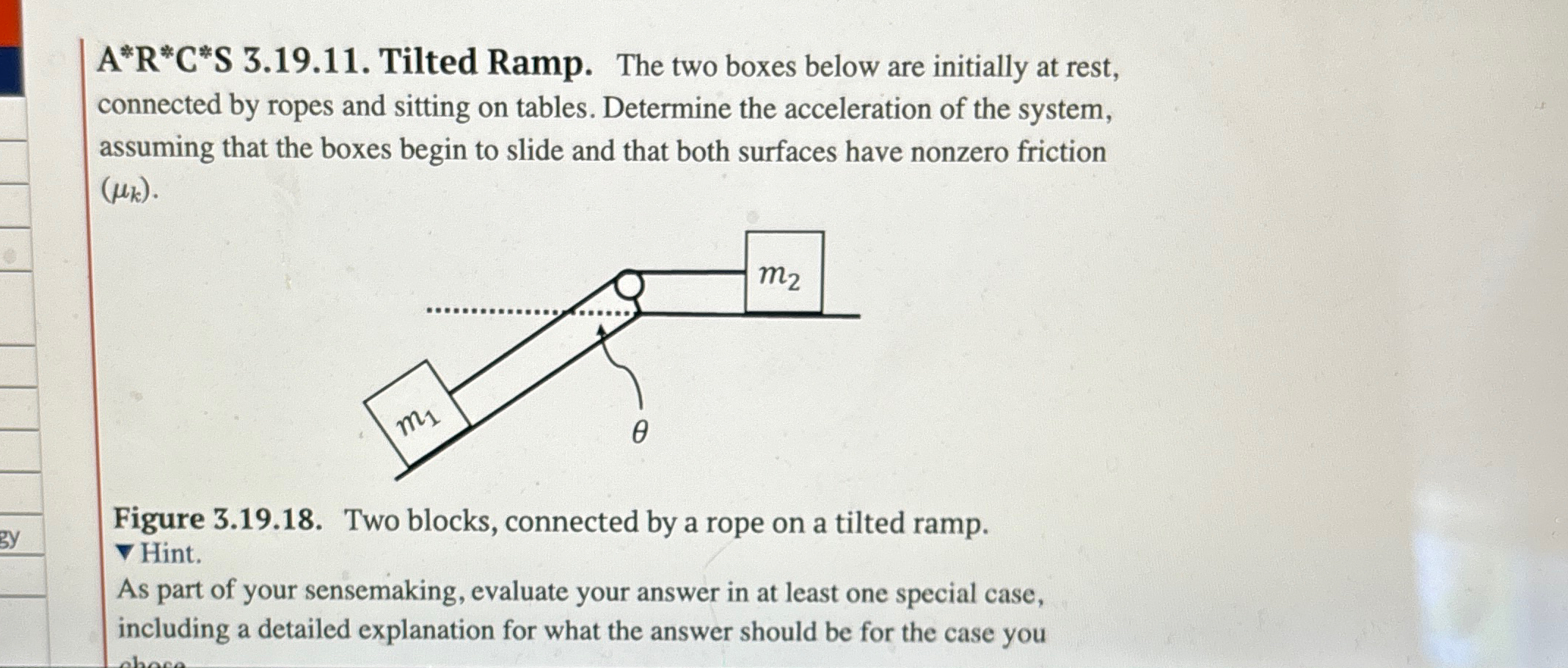 Solved A**R**C**S 3.19.11. ﻿Tilted Ramp. The two boxes below | Chegg.com