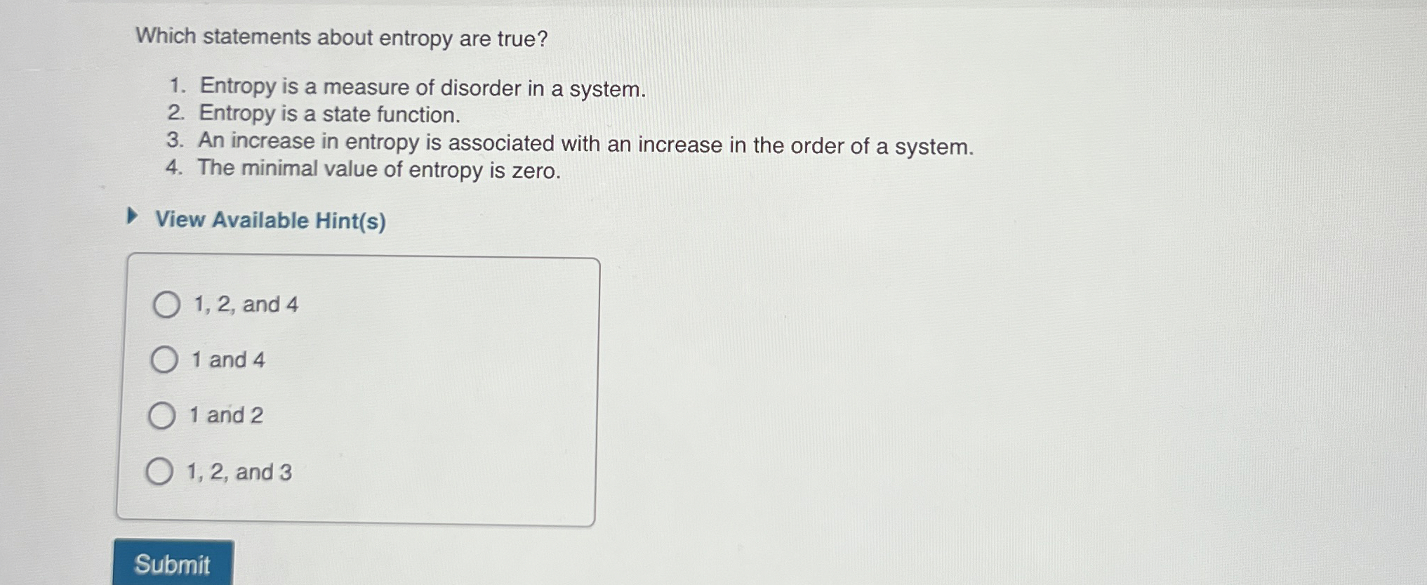 Which statements about entropy are true?Entropy is a | Chegg.com