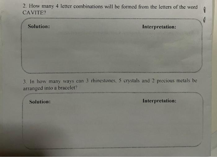 Solved 2. How many 4 letter combinations will be formed from | Chegg.com