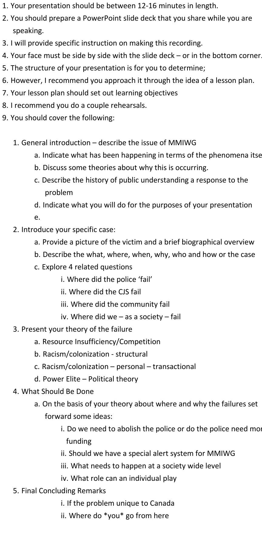 1. Your presentation should be between 12-16 minutes | Chegg.com