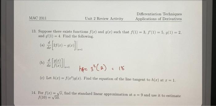 Solved 13. Suppose there exists functions f(x) and g(x) such | Chegg.com
