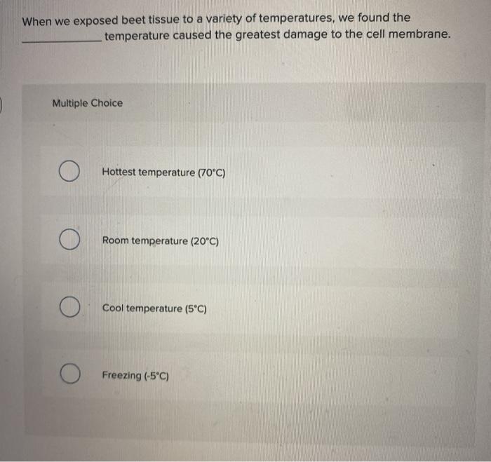 Solved When we exposed beet tissue to a variety of | Chegg.com