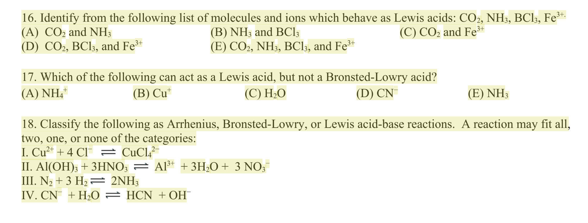 Solved Identify from the following list of ﻿molecules and | Chegg.com