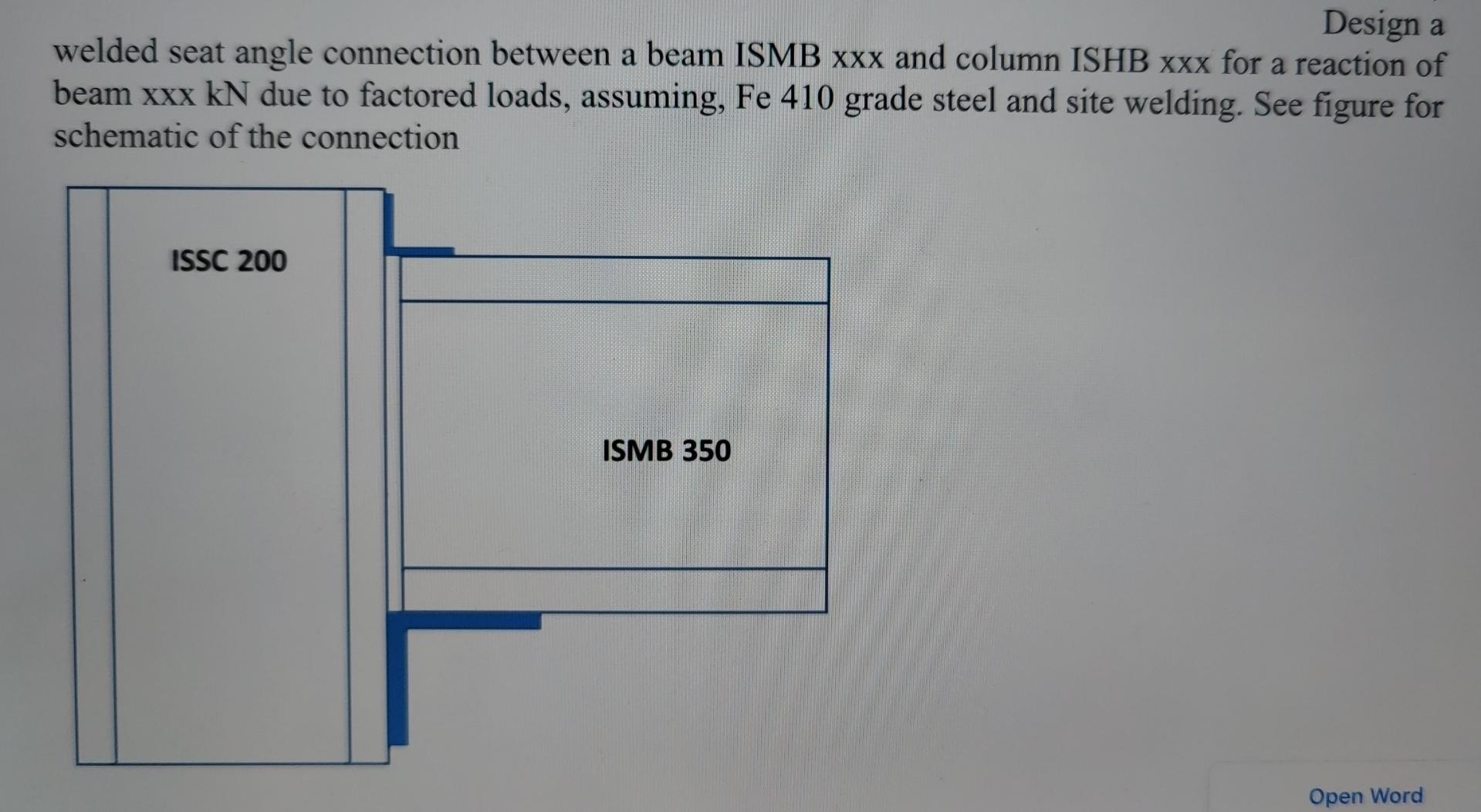 Solved Design a welded seat angle connection between a beam | Chegg.com