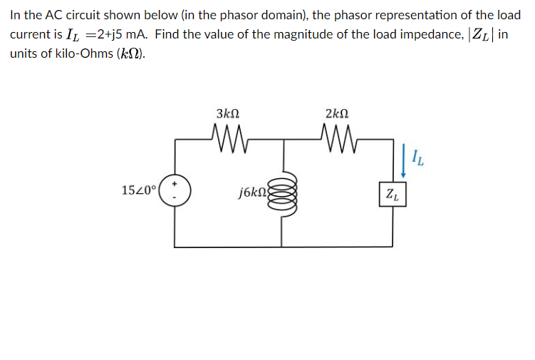 Solved In the AC ﻿circuit shown below (in the phasor | Chegg.com