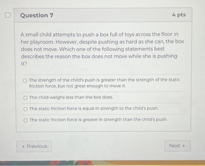 Solved A small child attempts to push a box full of toys | Chegg.com
