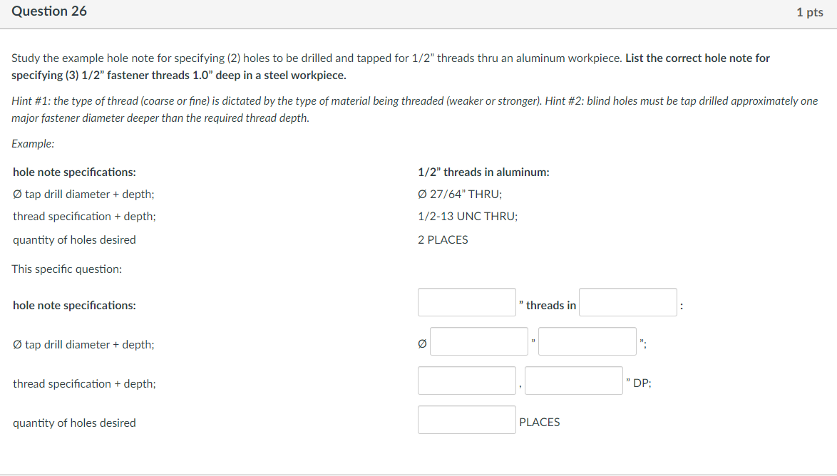 Solved Study the example hole note for specifying (2) ﻿holes | Chegg.com