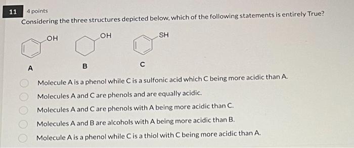 Solved 4 points Considering the three structures depicted | Chegg.com